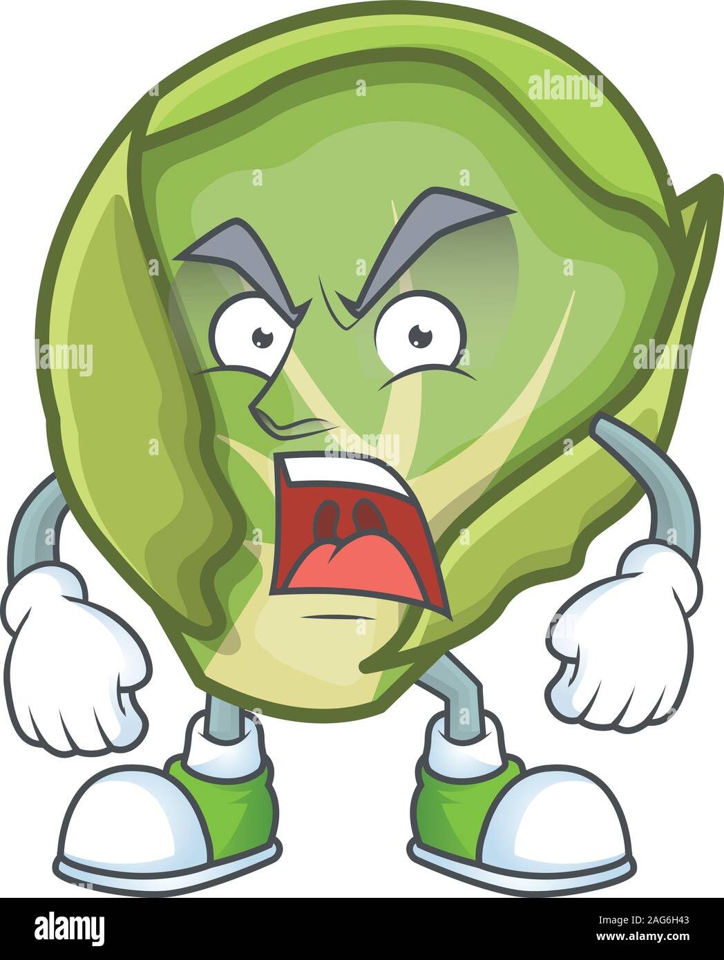 angry face of brussels sprouts cartoon character style Stock Vector ...