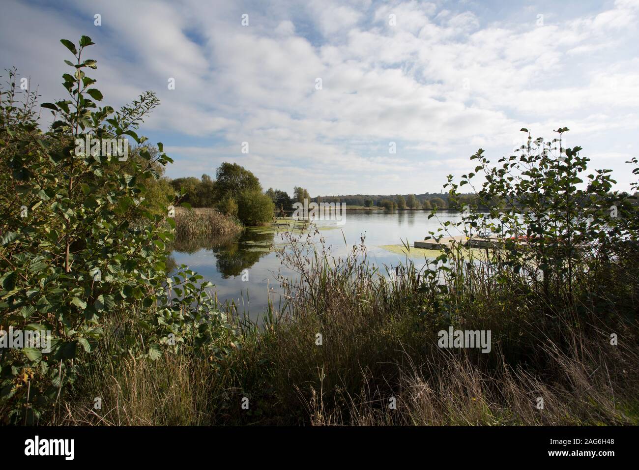 Views from banks of Conningbrook Lakes Country Park and nature reserve ...