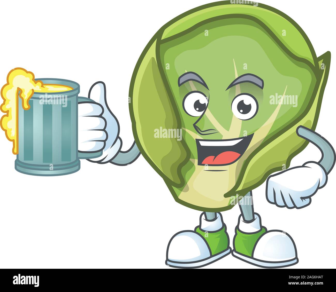 Happy face brussels sprouts with a glass of beer Stock Vector Image ...