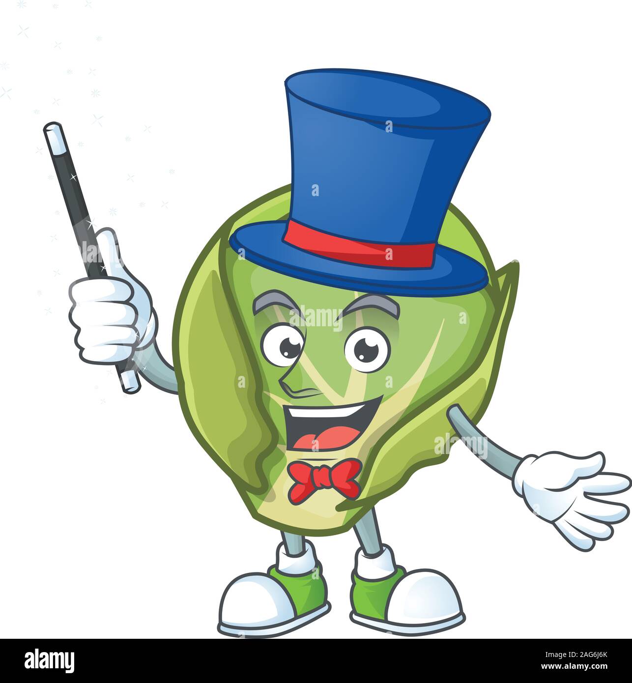 Cartoon character of brussels sprouts performance as a Magician Stock ...