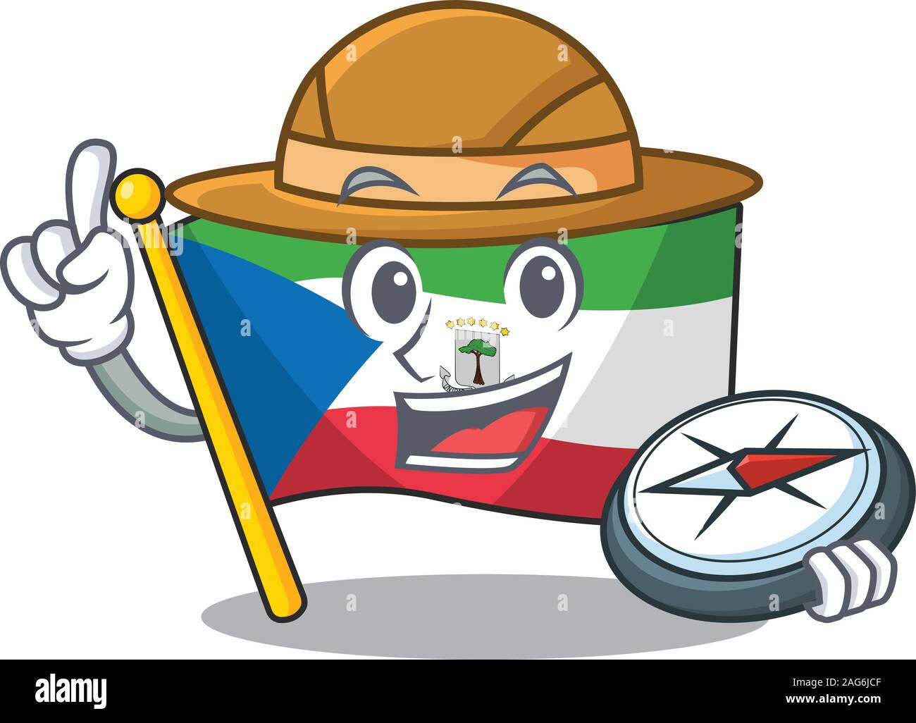 Flag equatorial guinea Scroll A stylized Explorer with a compass Stock ...