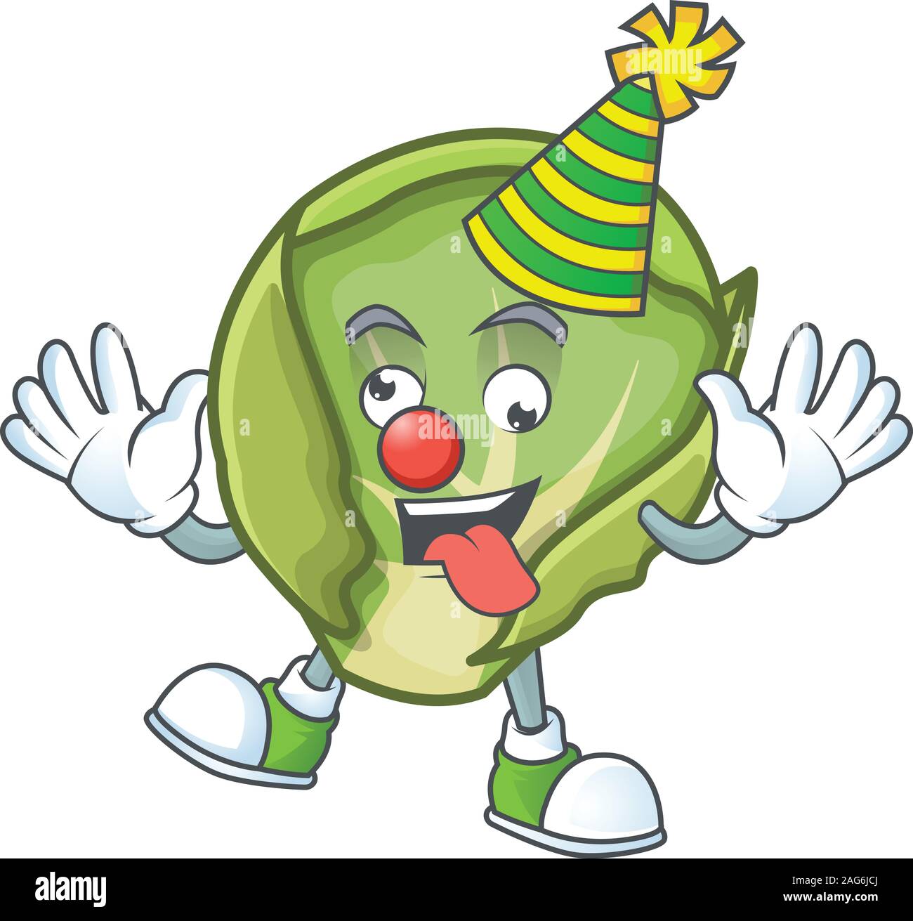 Funny Clown brussels sprouts on cartoon character mascot design Stock ...