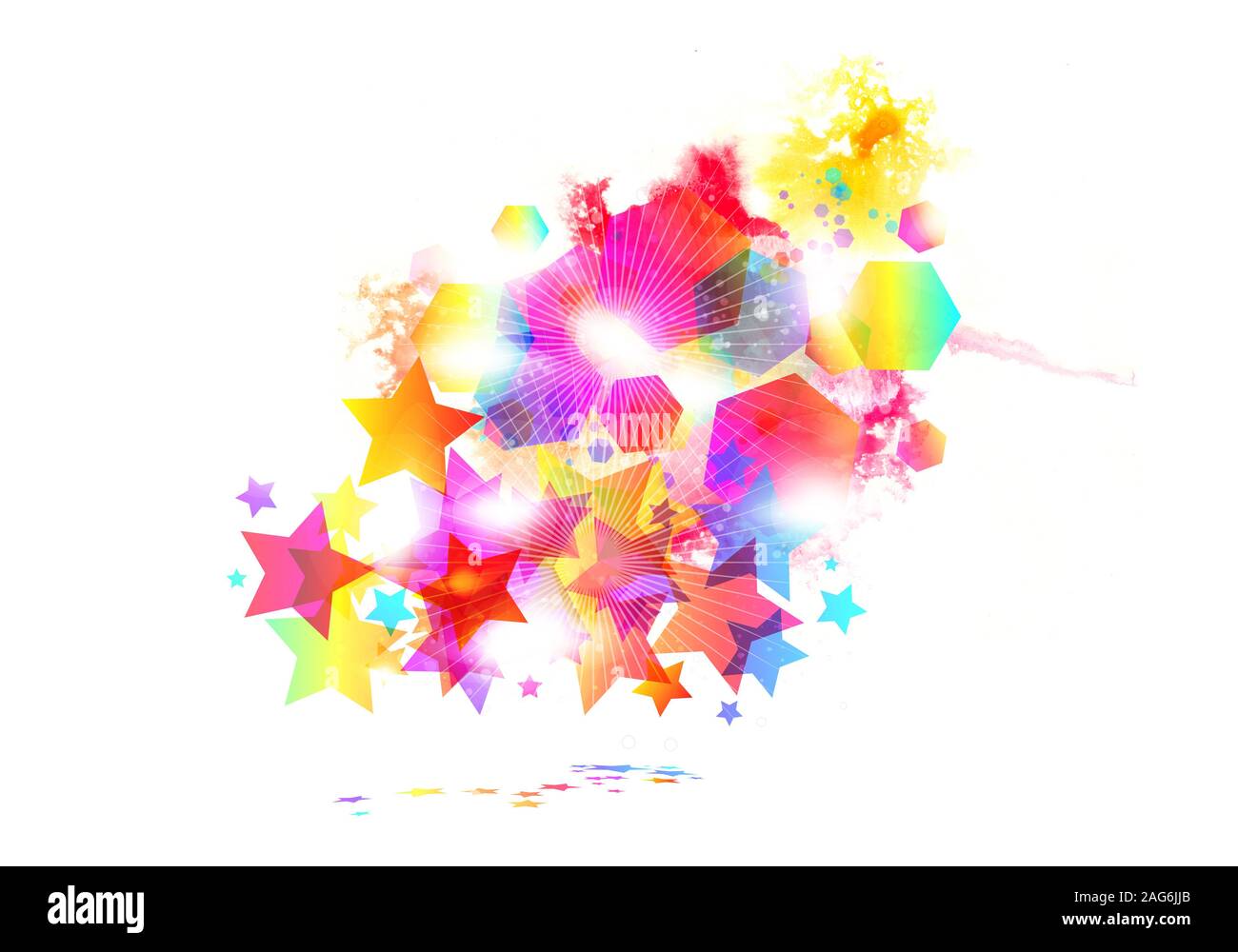 Artistic 3d rendering illustration of a colorful glowing stars artwork ...