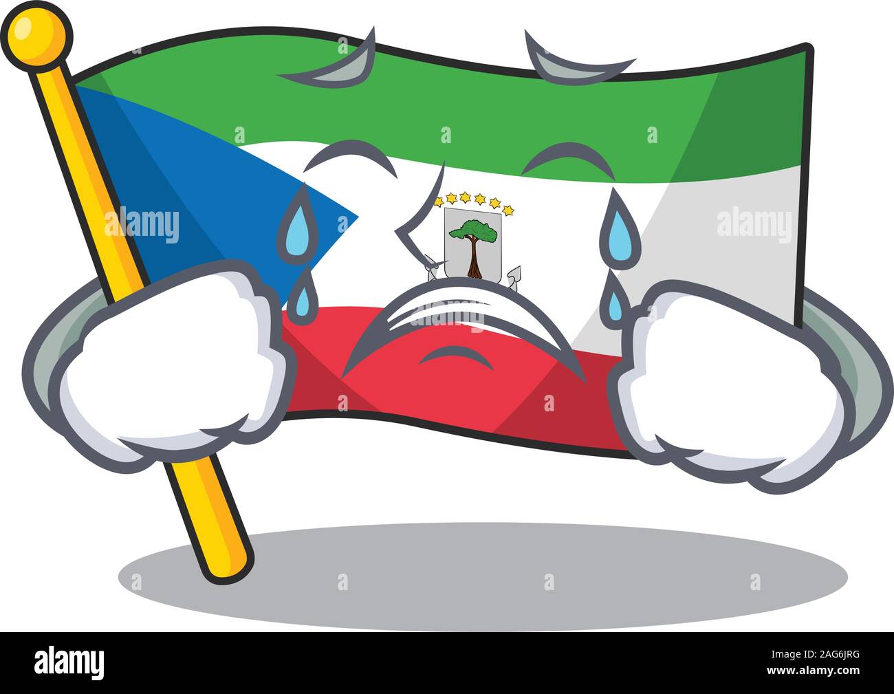 Sad Crying flag equatorial guinea Scroll cartoon character design Stock ...