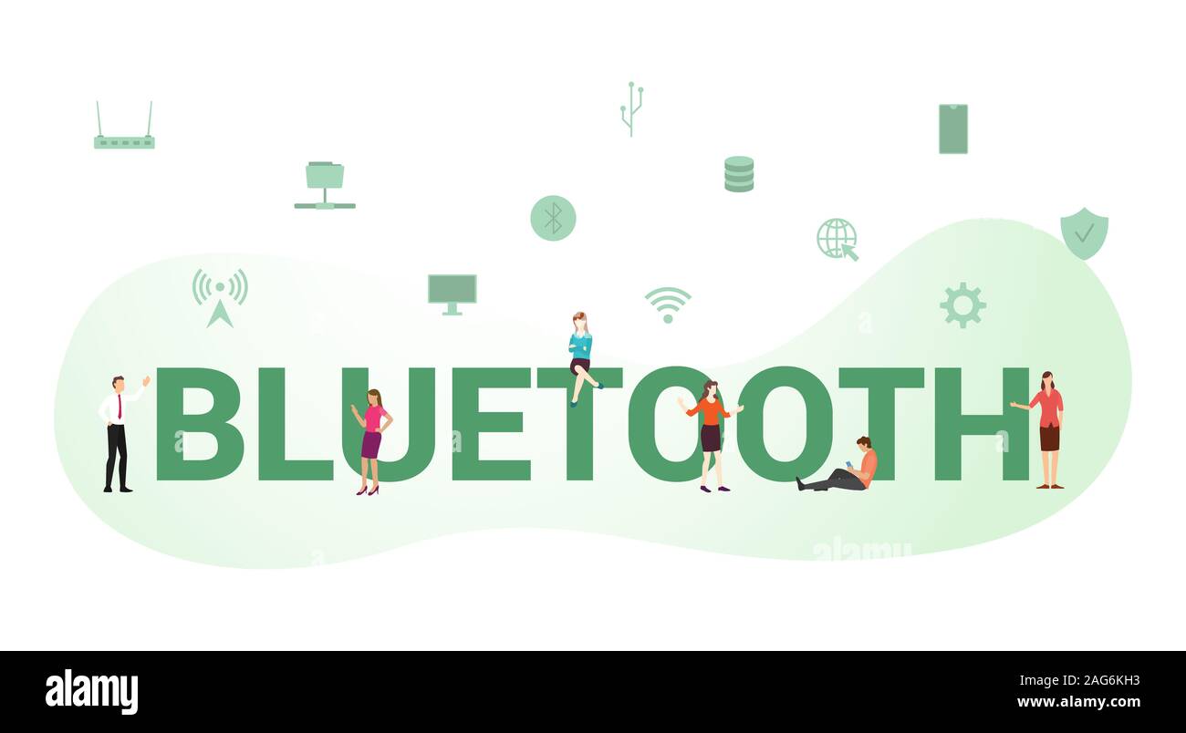 bluetooth wireless technology smartphone concept with big word or text ...