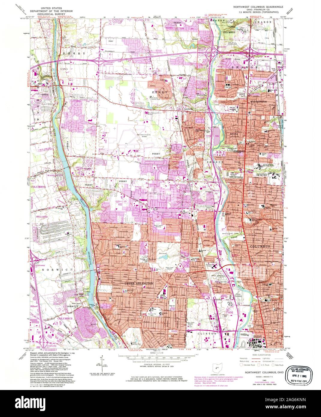 USGS TOPO Map Ohio OH Northwest Columbus 227338 1965 24000 Restoration ...