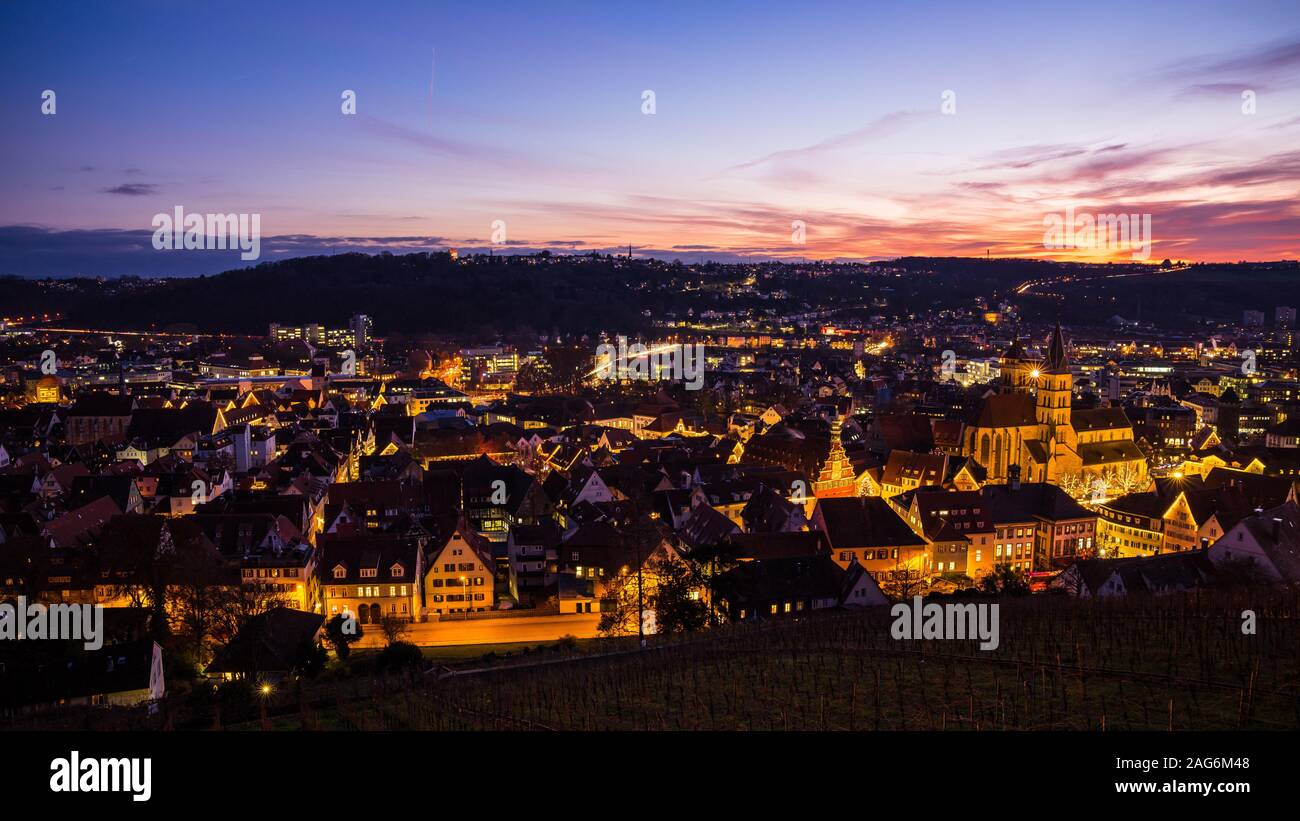 Germany, Medieval city skyline of esslingen am neckar, famous for its ...