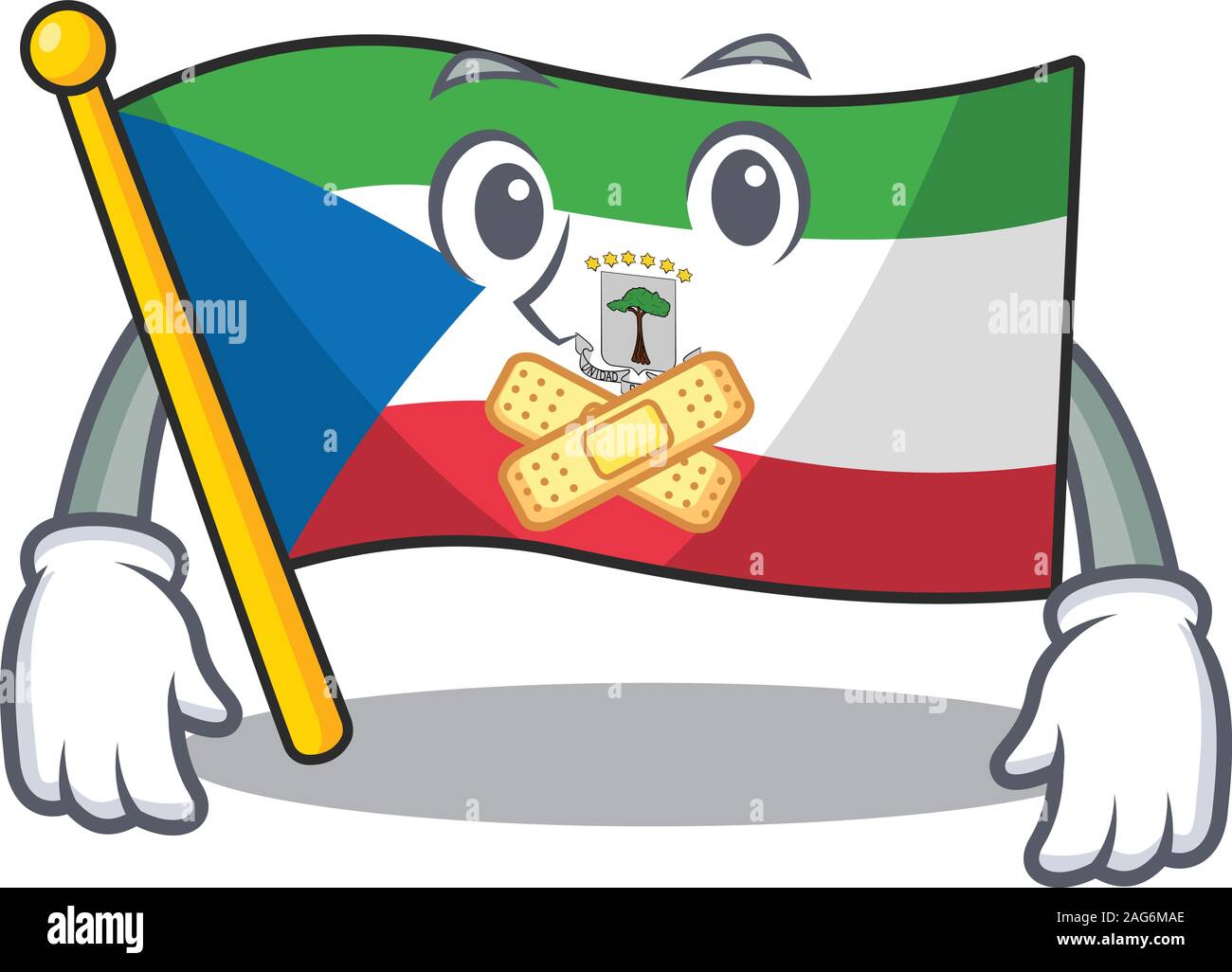 Flag equatorial guinea Scroll mascot cartoon character design on silent ...