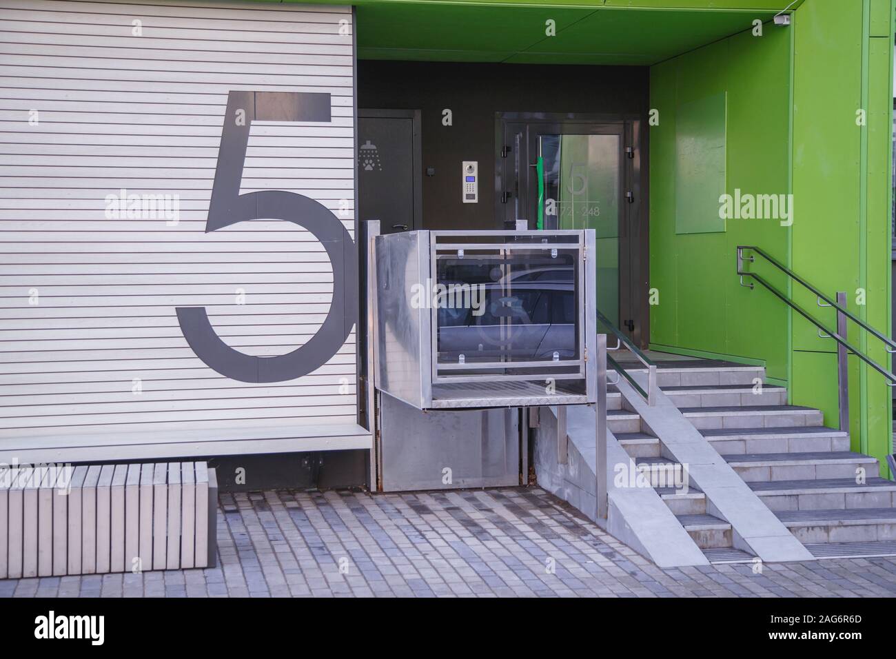 The special elevator for the disabled at the entrance to the living ...