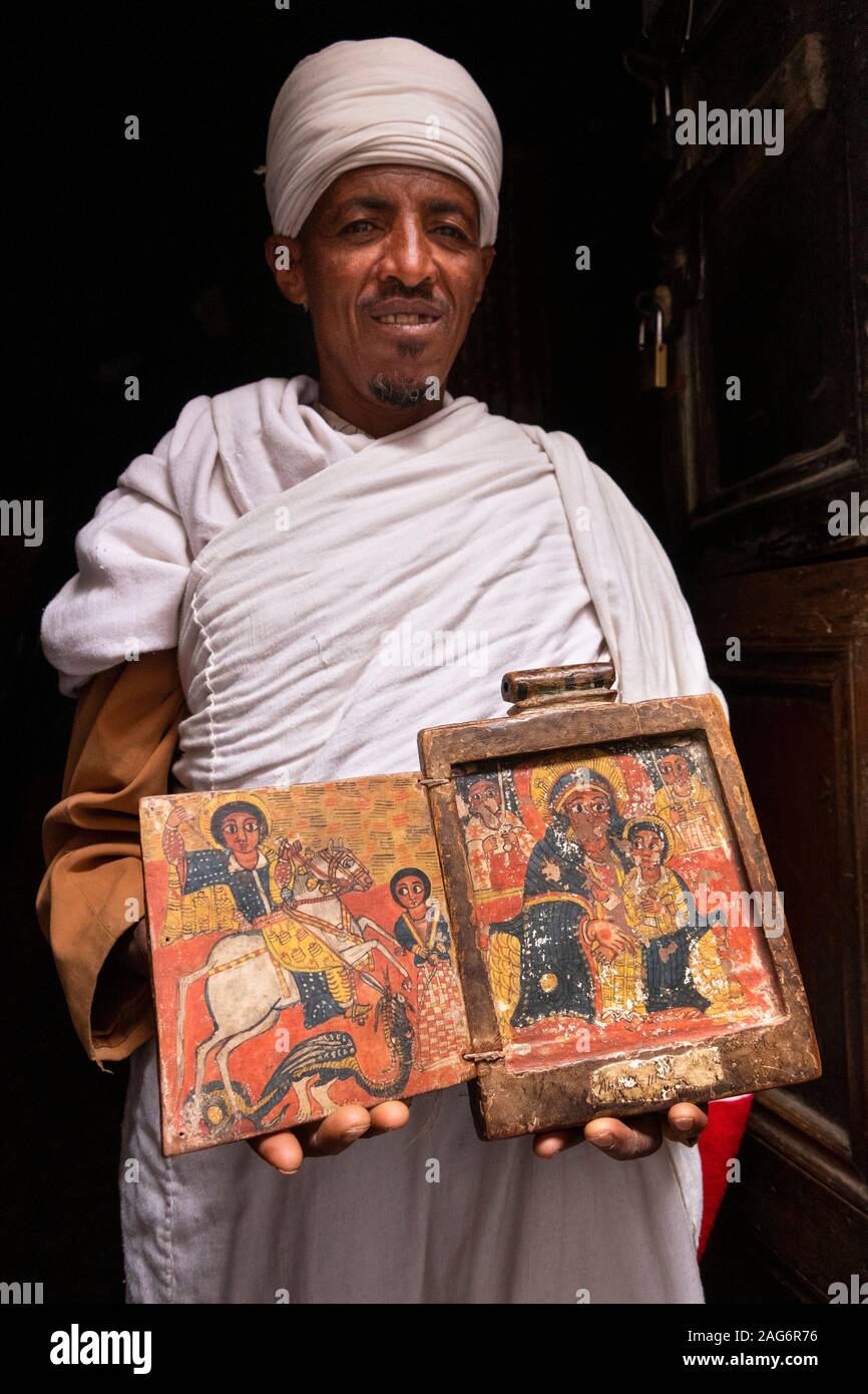 Ethiopia, Amhara, Lalibela, Mount Abuna Yosef, inside, Asheton Maryam ...