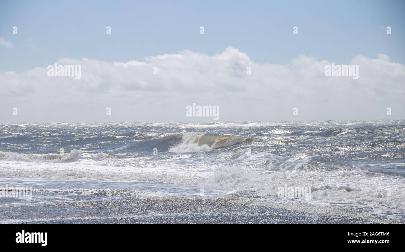 Beautiful shot crazy sea waves crashing on the beach on a sunny day ...