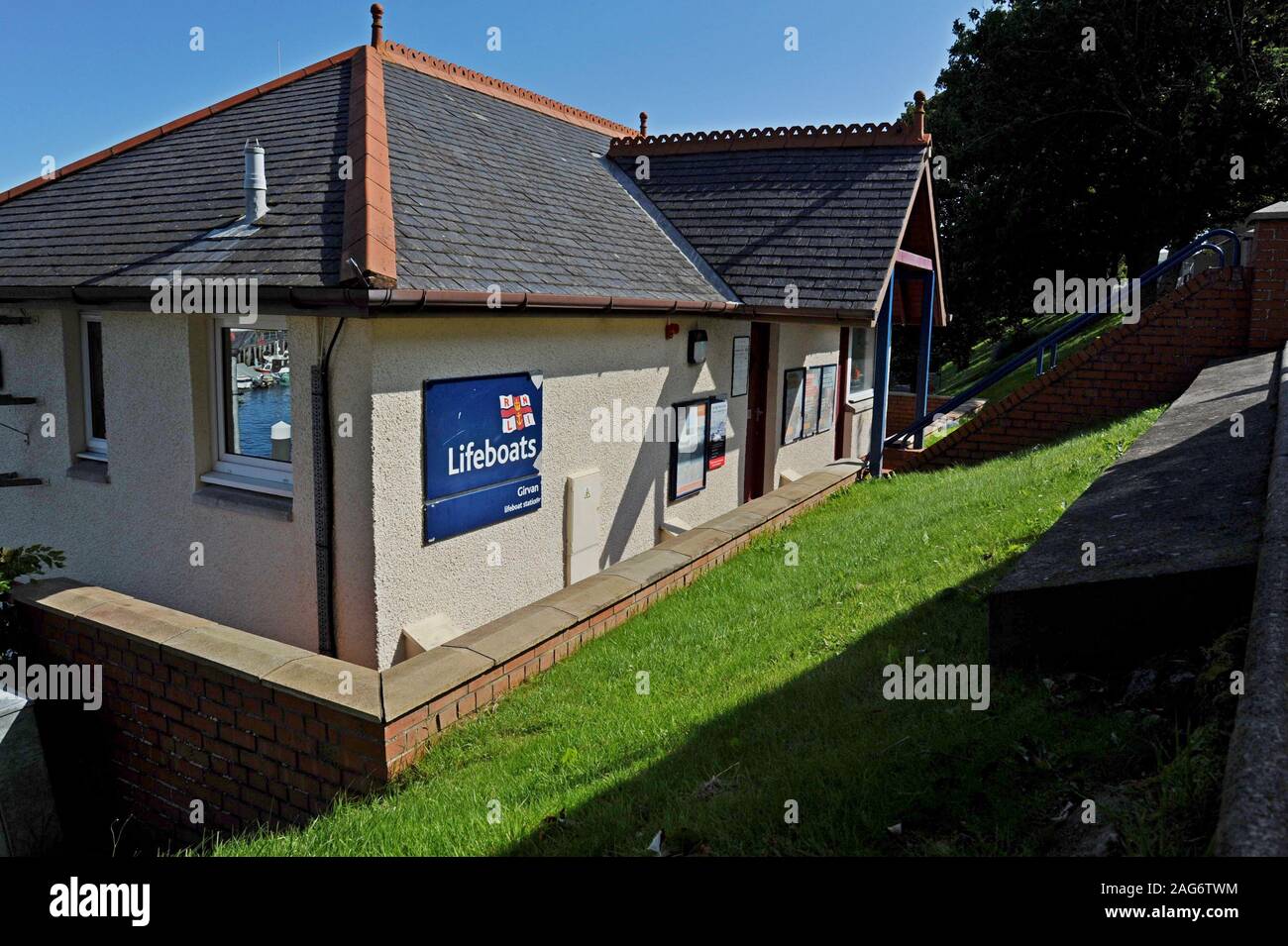 The front of the RNLI Girvan Lifeboat Station, Ayrshire, Scotland Stock ...