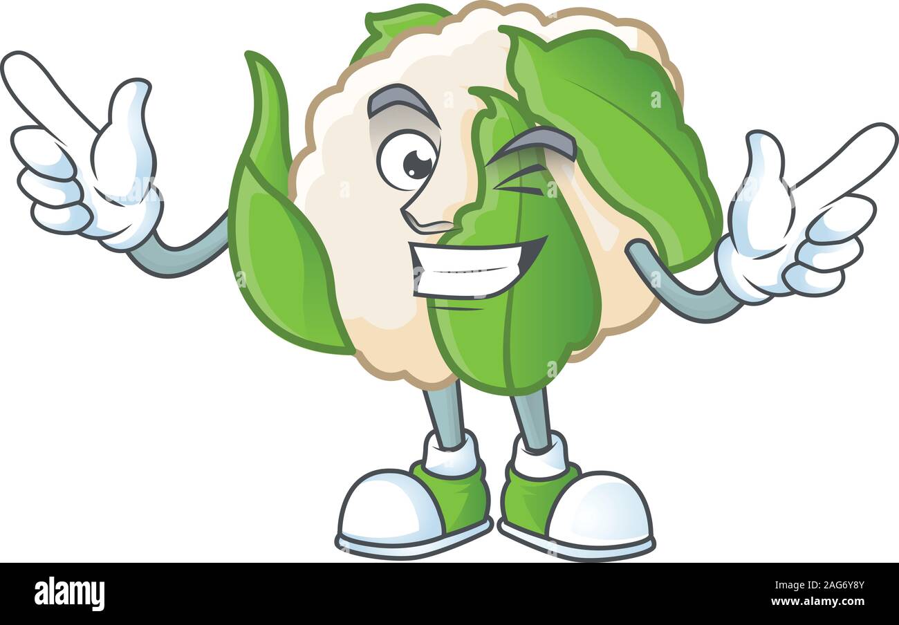 Funny cauliflower cartoon character style with Wink eye Stock Vector ...