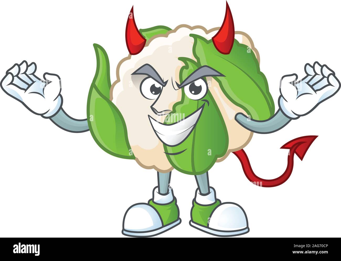 Picture of cauliflower as a Devil cartoon mascot Stock Vector Image ...