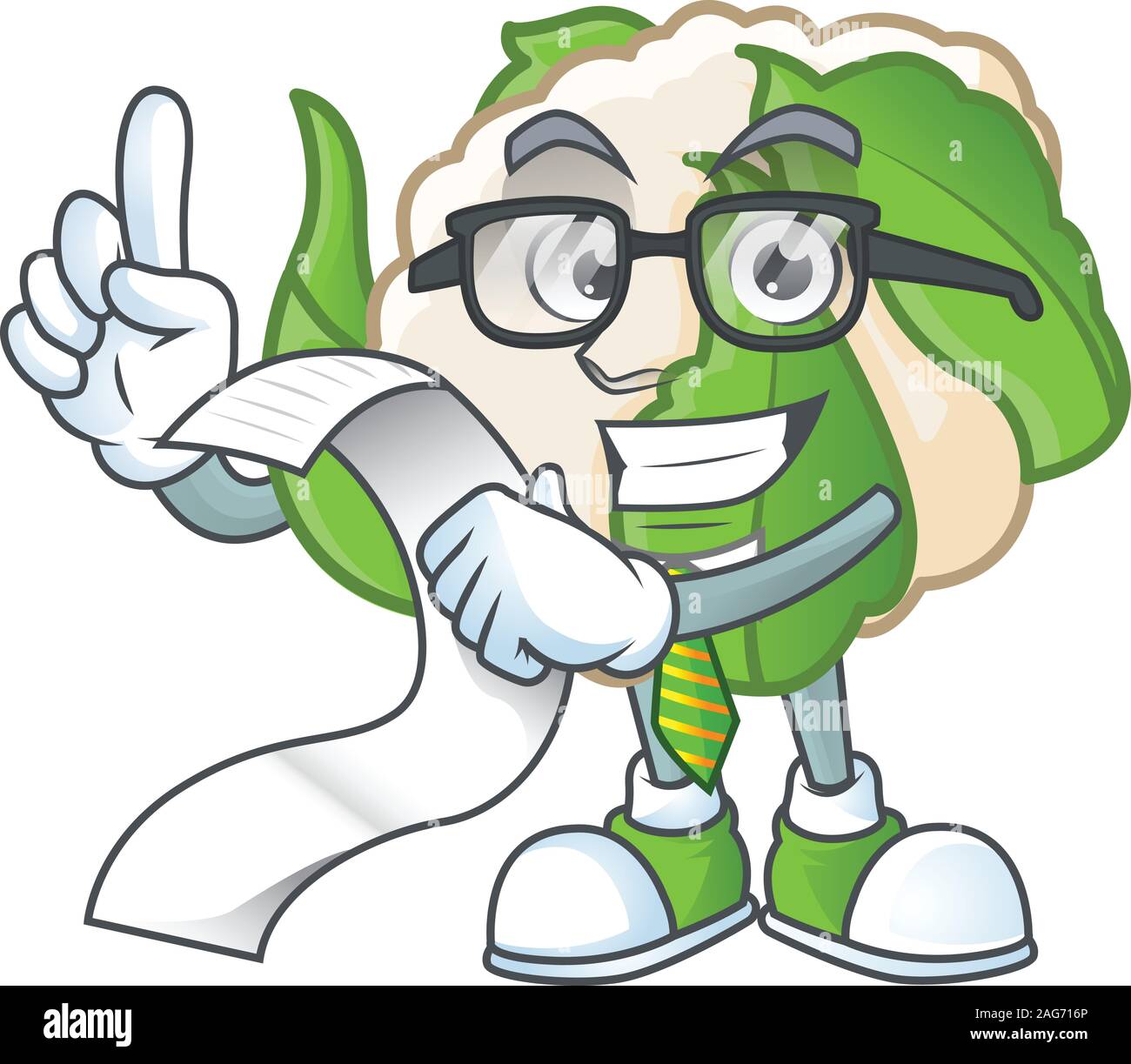 Funny face cauliflower cartoon with menu ready to serve Stock Vector ...