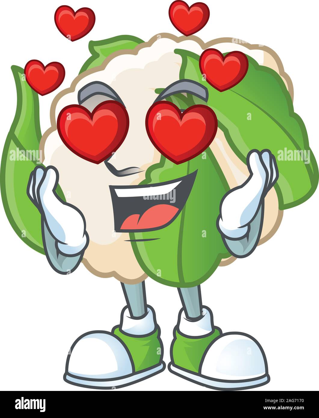 Super cute Falling in love cauliflower cartoon character Stock Vector ...