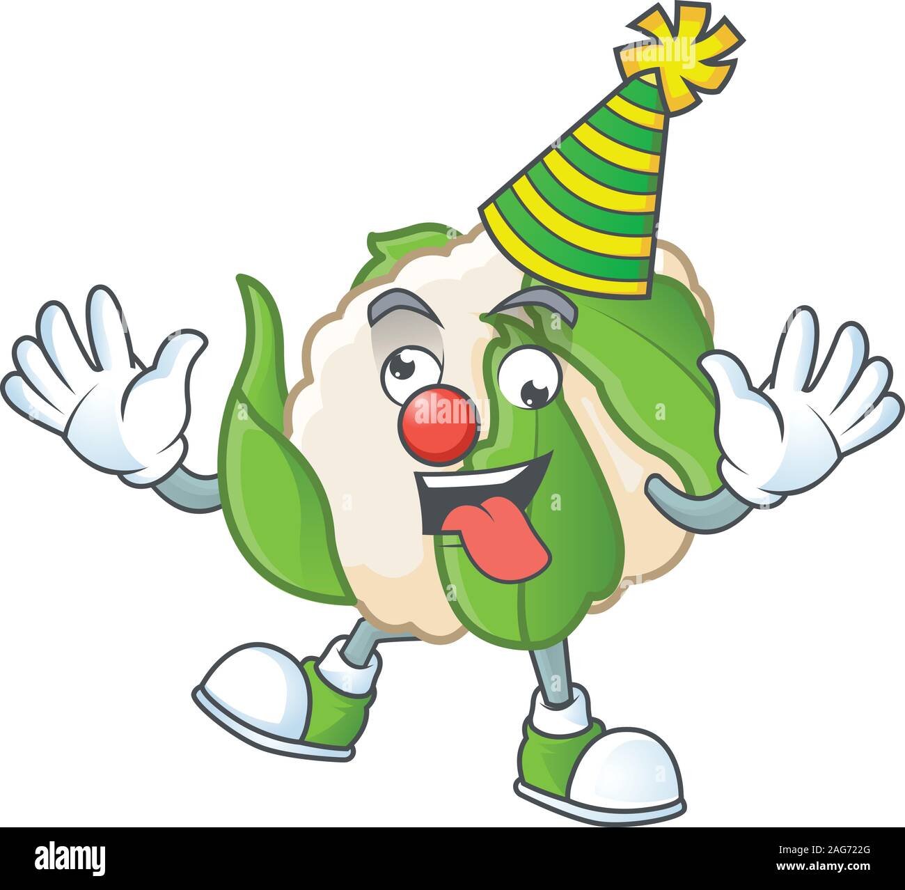 Funny Clown cauliflower on cartoon character mascot design Stock Vector ...