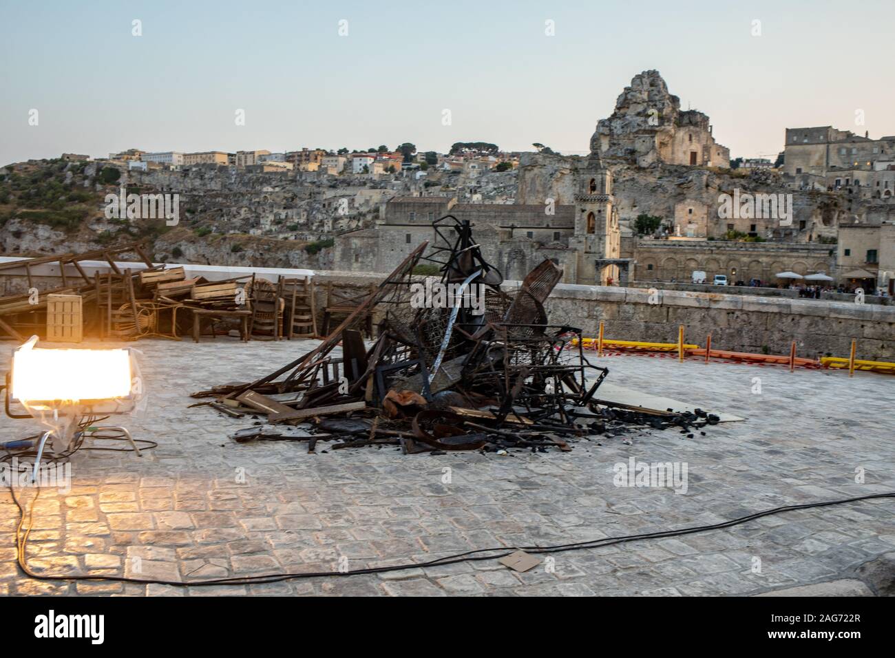 Matera, Italy - September 17, 2019: Bond 25, Scenography elements used ...