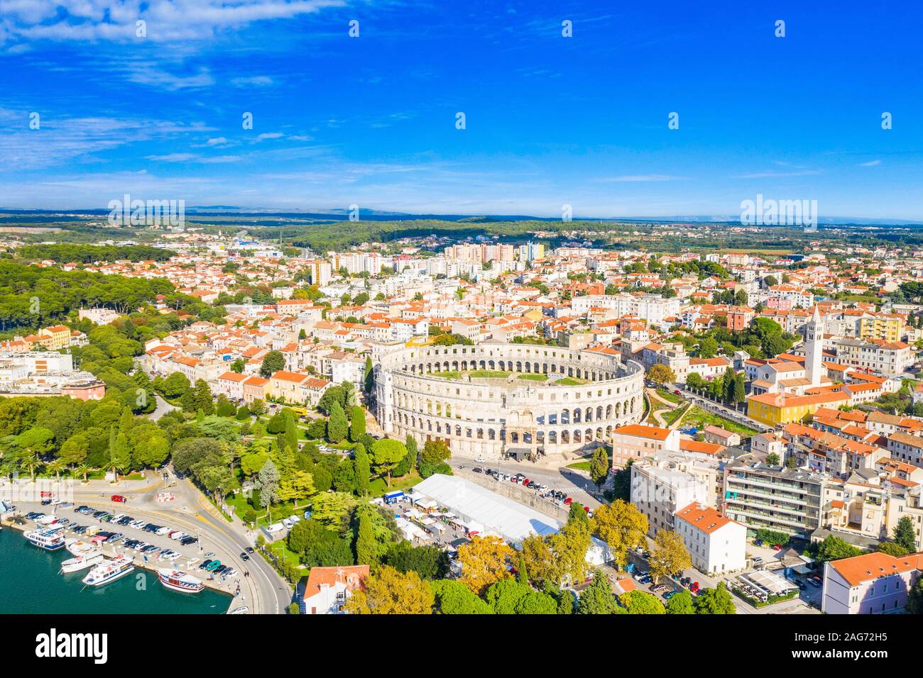 Pula amphitheatre aerial hi-res stock photography and images - Alamy