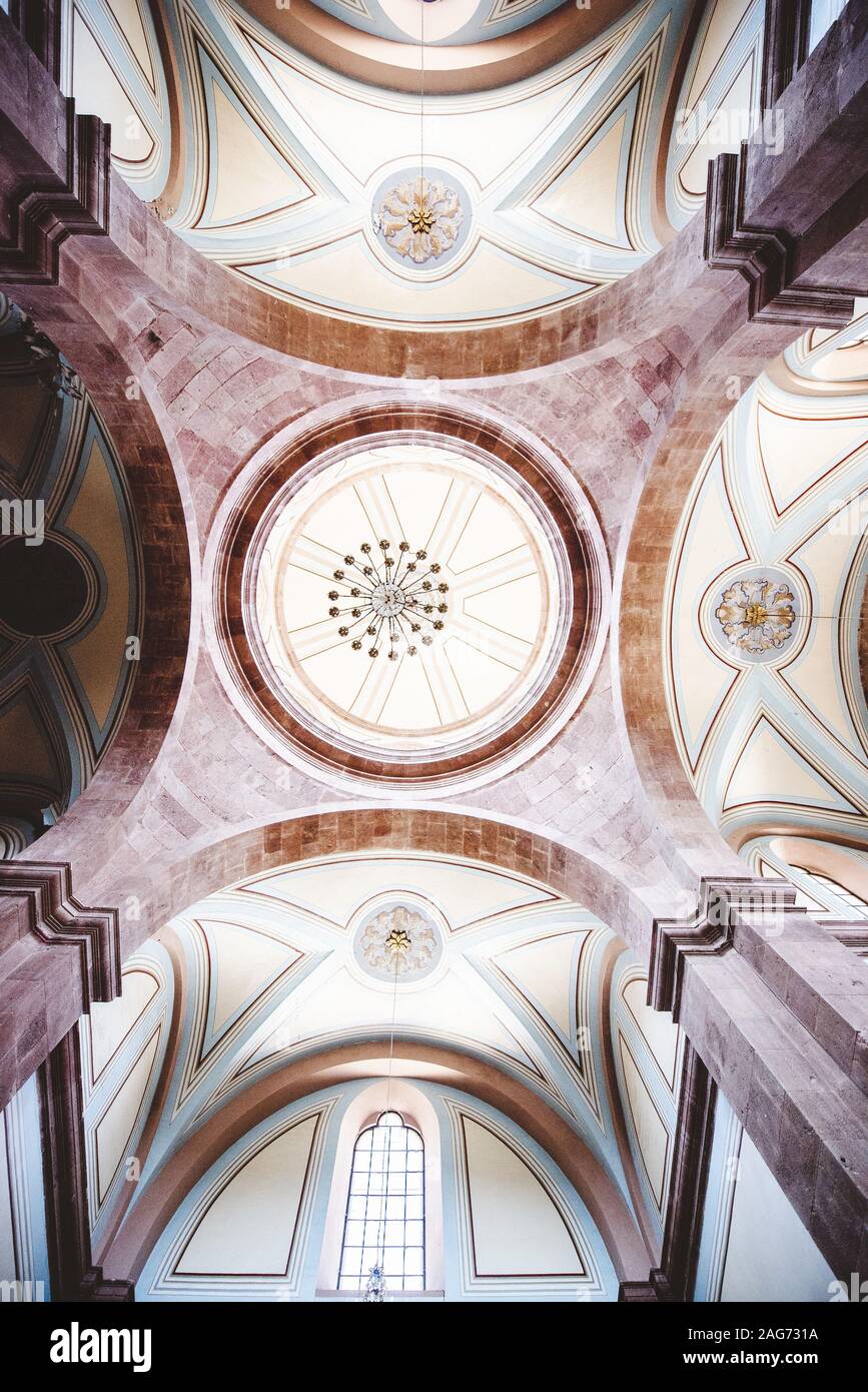 Mexico catholic cathedral church ceiling painting Stock Photo - Alamy