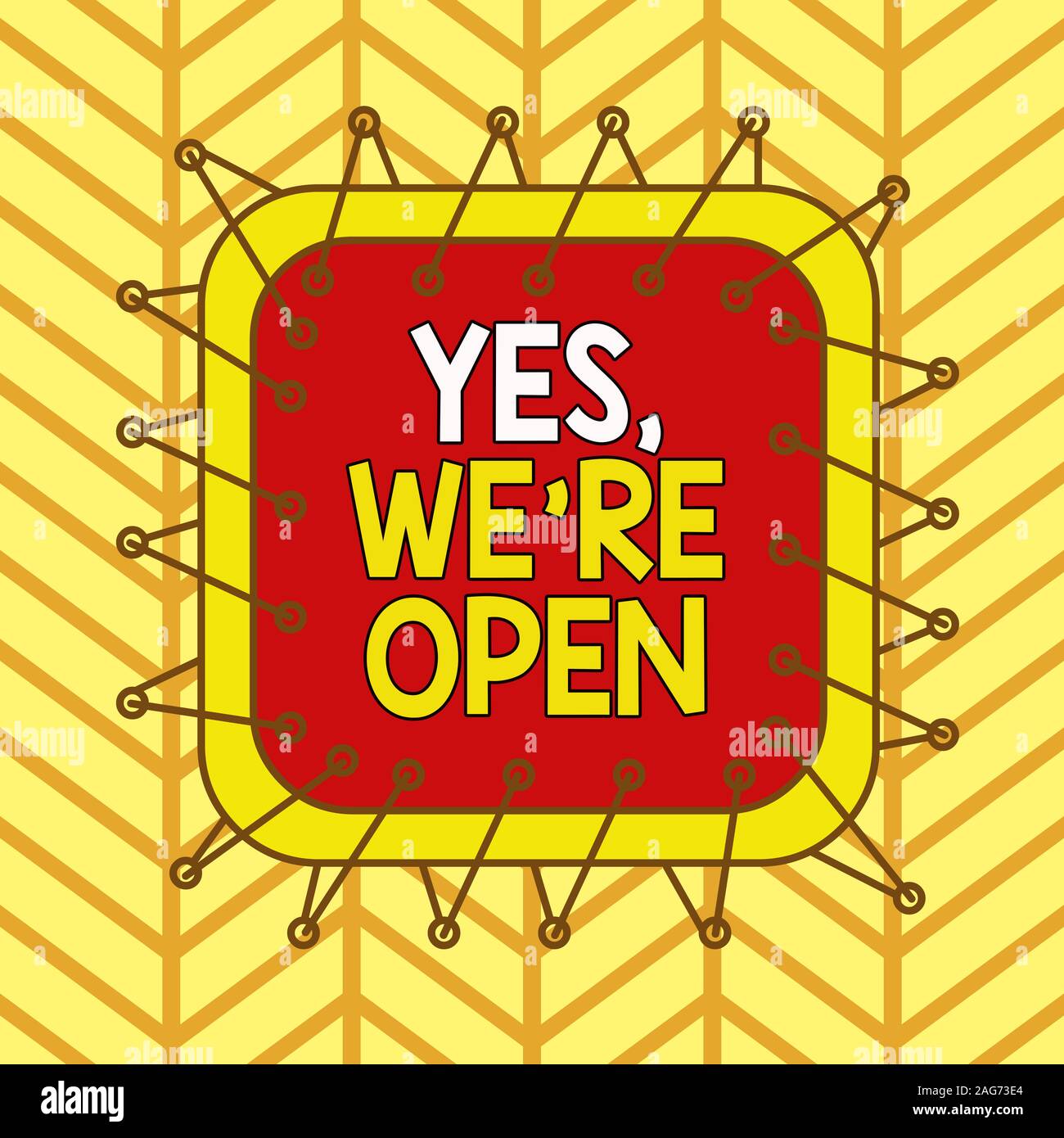 Writing note showing Yes We Re Open. Business concept for answering on ...
