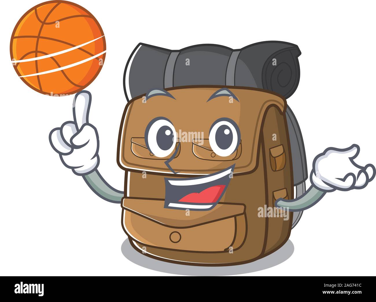 An icon of hiking backpack Scroll cartoon character playing basketball ...