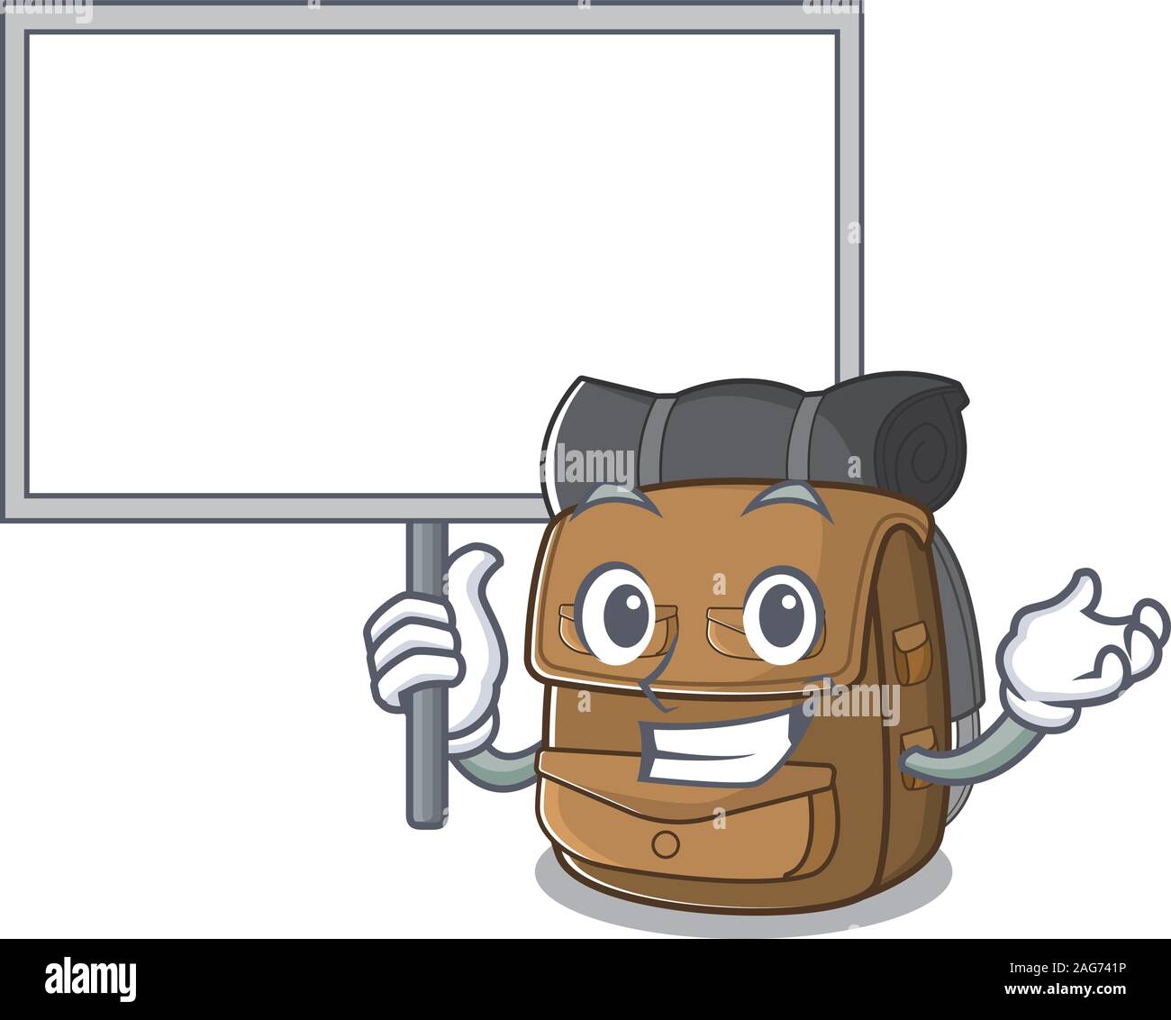 Hiking backpack Scroll cute cartoon character bring a board Stock ...