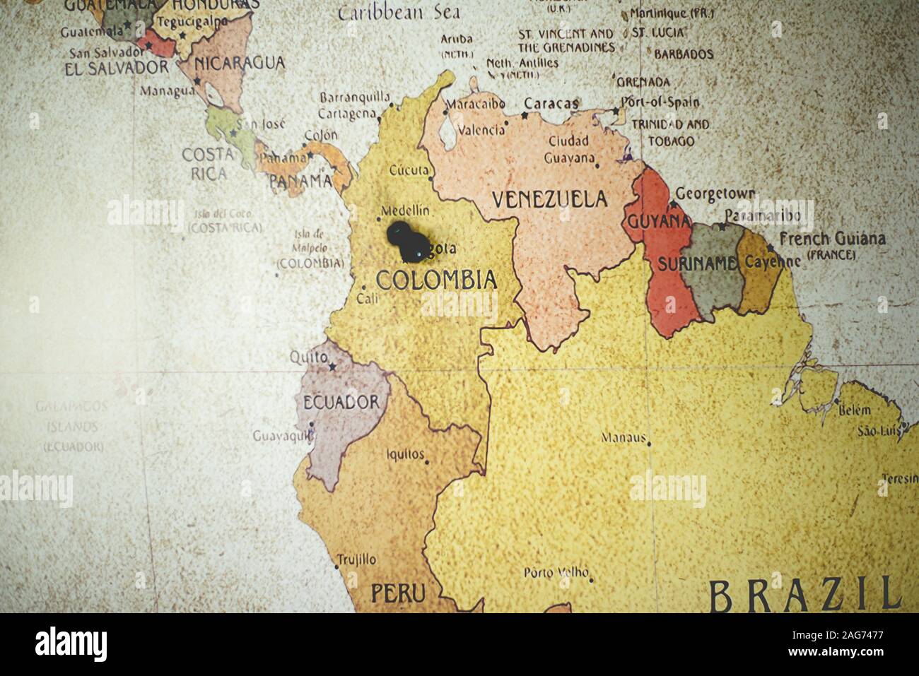 Colombia map pin hi-res stock photography and images - Alamy