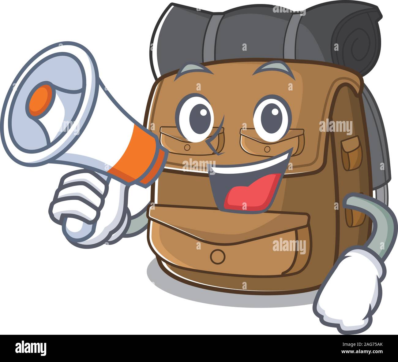 a Picture of hiking backpack Scroll holding a megaphone Stock Vector ...