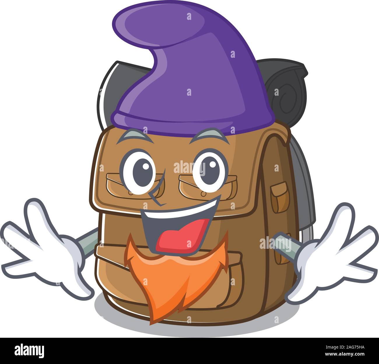 An icon of hiking backpack Scroll cartoon character dressed as an Elf ...