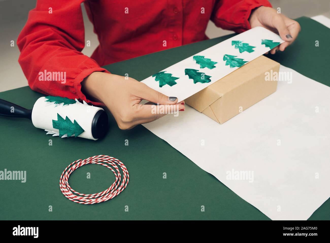 Christmas gifts and boxes for packing. Christmas decorations, wrapping ...