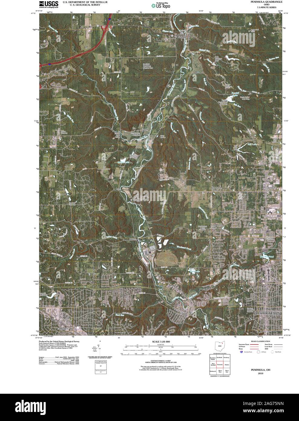 USGS TOPO Map Ohio OH Peninsula 20100803 TM Restoration Stock Photo - Alamy