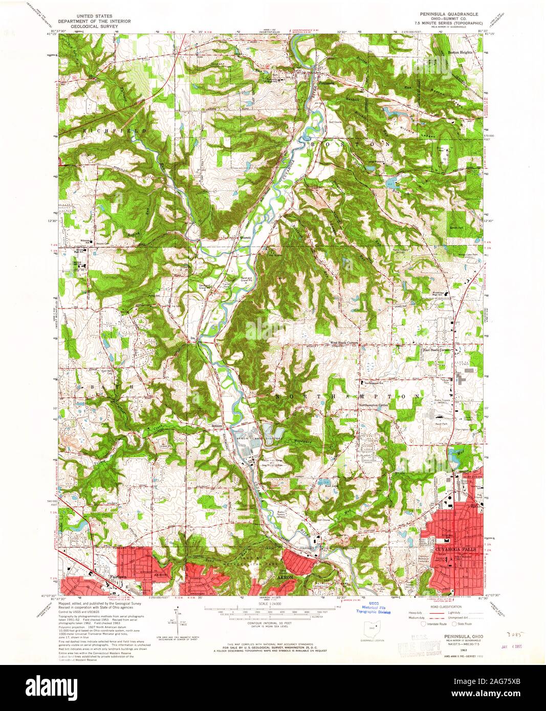 USGS TOPO Map Ohio OH Peninsula 227489 1963 24000 Restoration Stock ...