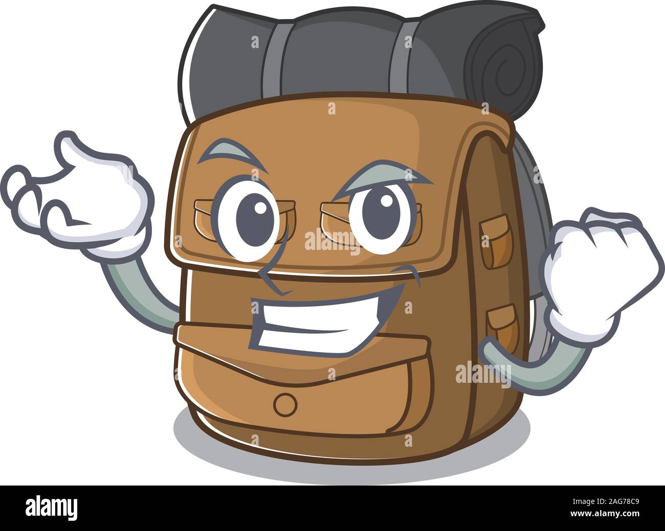 Happy confident Successful hiking backpack Scroll cartoon character ...