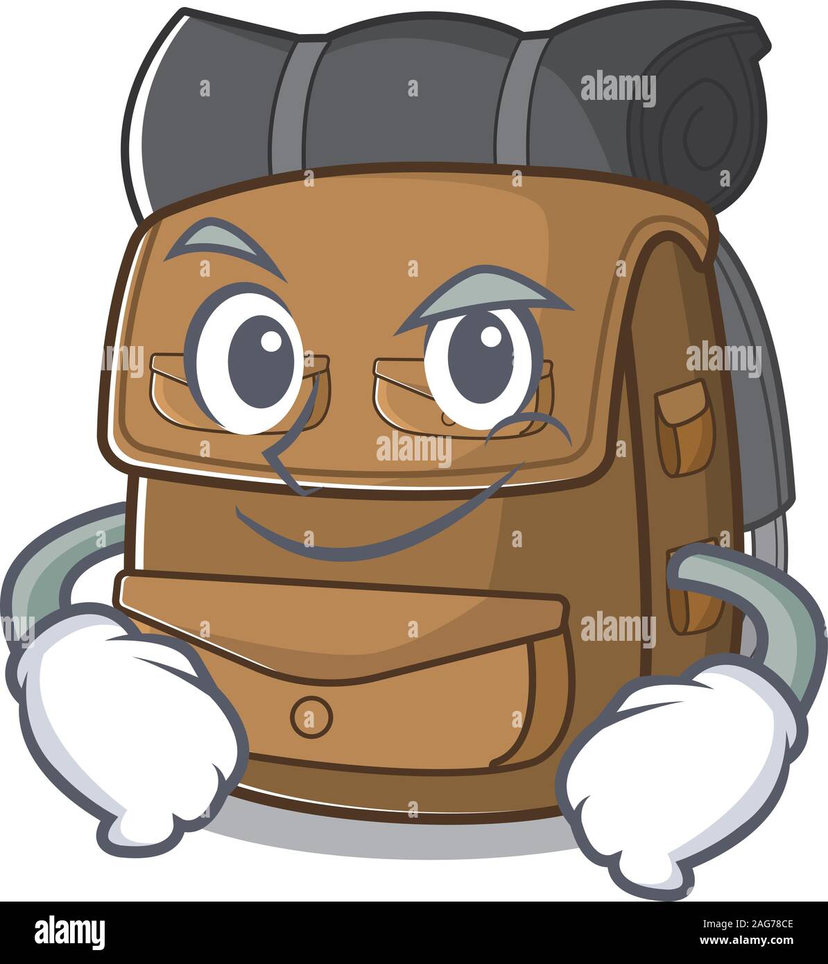 Cool hiking backpack Scroll mascot character with Smirking face Stock ...