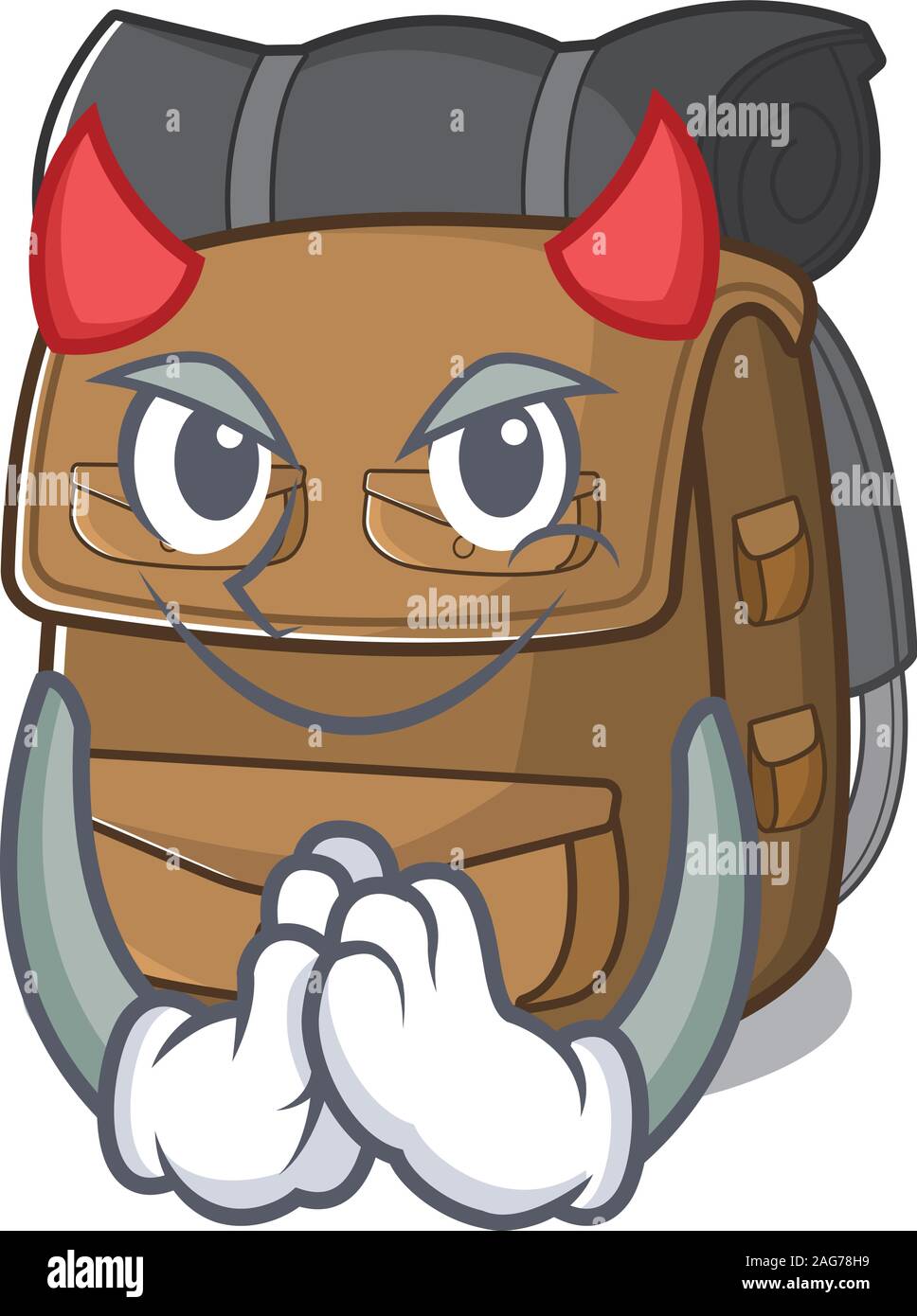 Devil Cartoon character of hiking backpack Scroll design Stock Vector ...