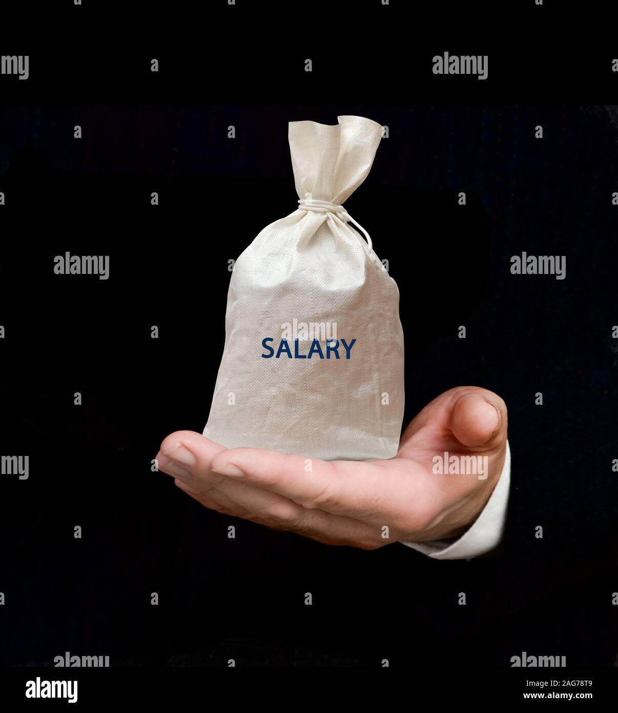 Bag with salary Stock Photo - Alamy