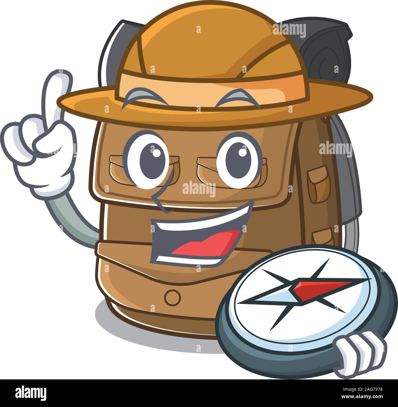 Hiking backpack Scroll A stylized Explorer with a compass Stock Vector ...