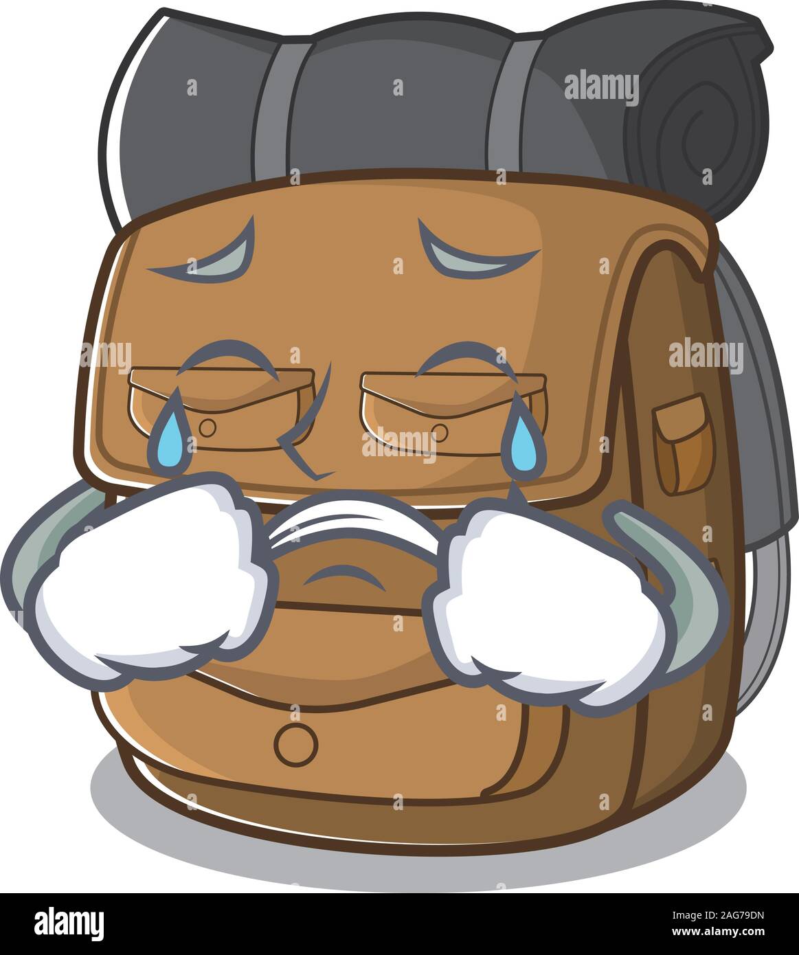 Sad Crying hiking backpack Scroll cartoon character design Stock Vector ...