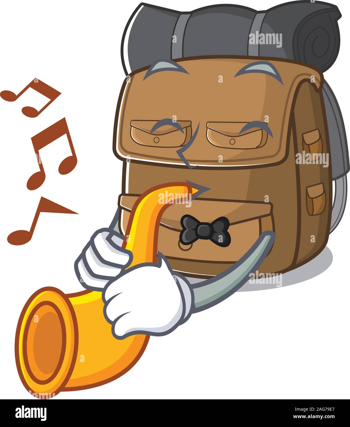 Hiking backpack Scroll cartoon character design performance with ...