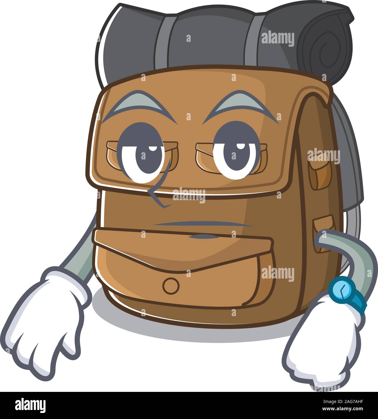 Waiting gesture hiking backpack Scroll on cartoon character design ...