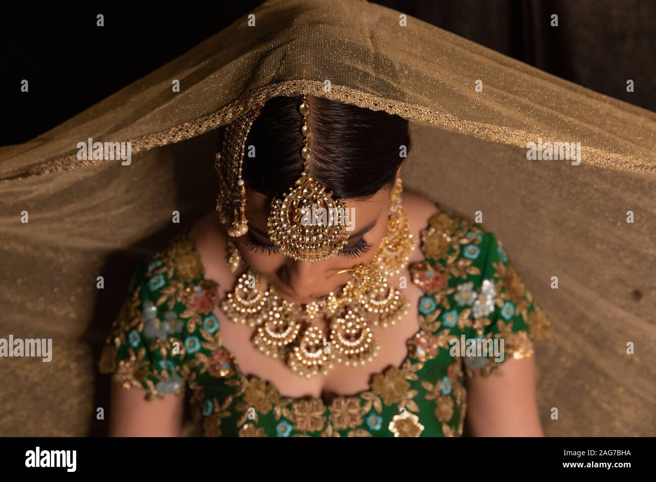 NEW DELHI, INDIA - Mar 03, 2019: A high angle shot of a modest lady in ...