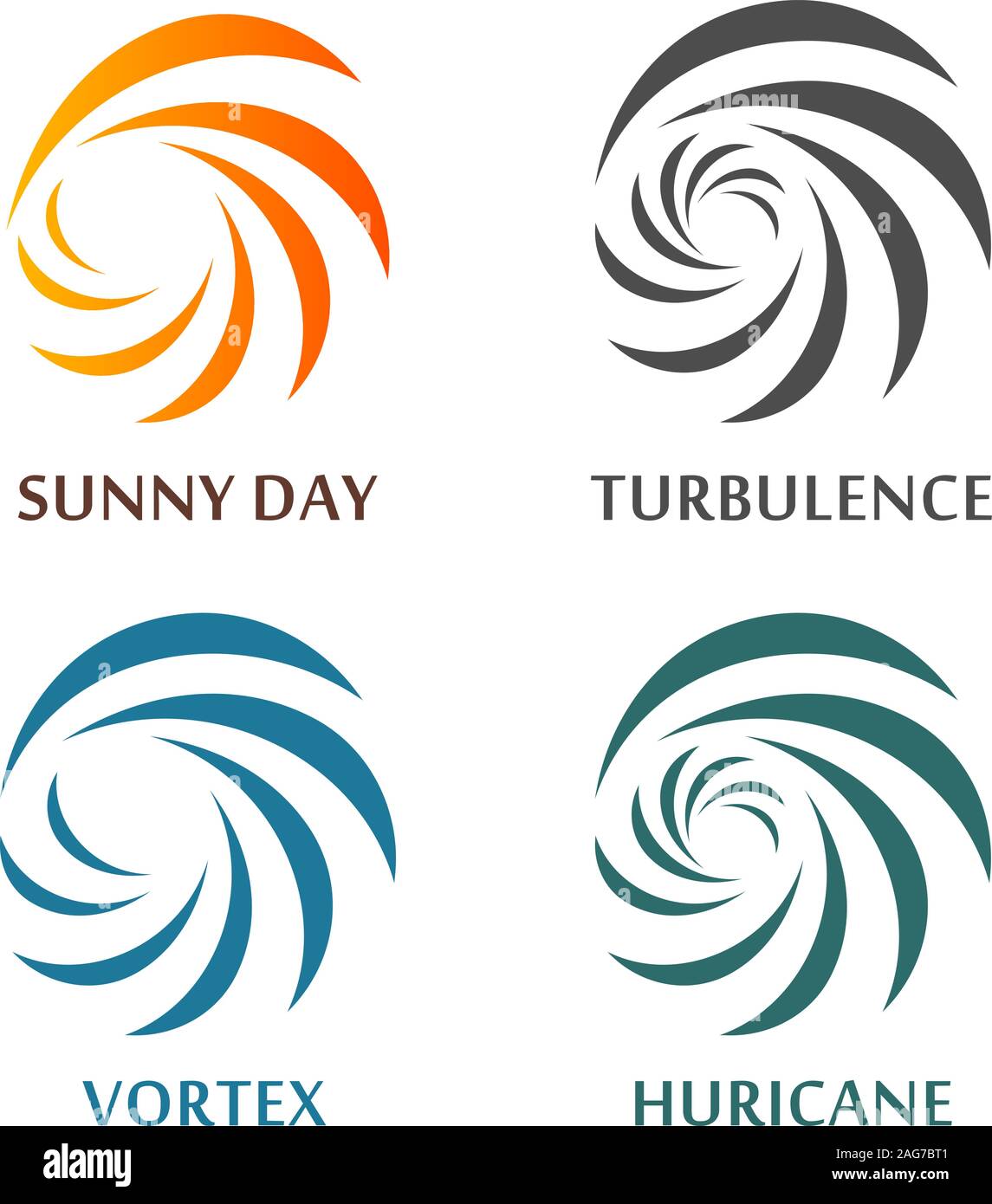 Set of abstract spinning vector logos. Collection of natural dis Stock ...