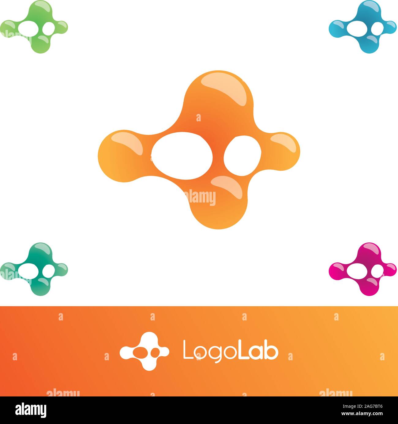 Set of abstract vector logos. Colorful collection of bright pain Stock ...
