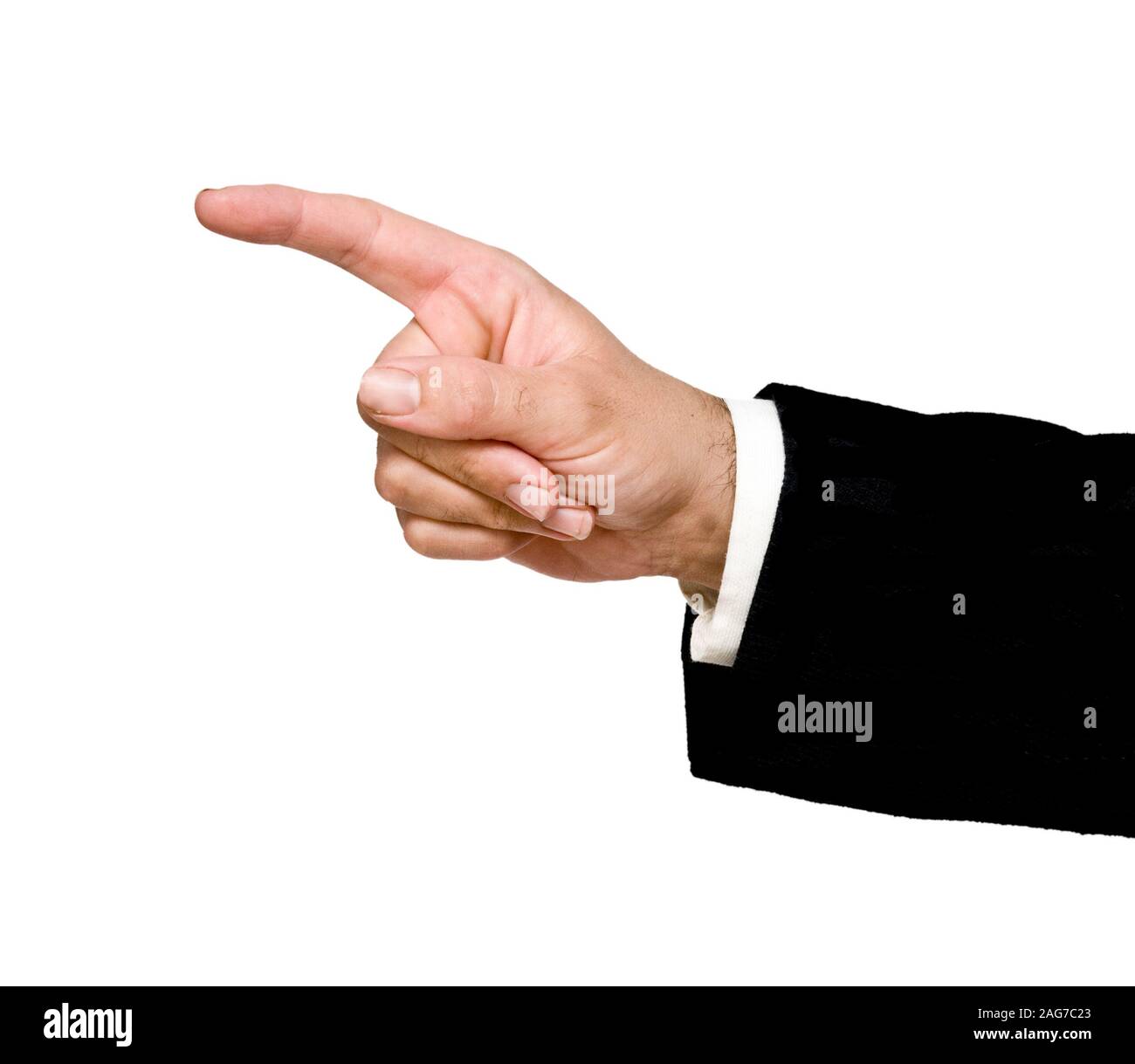 Hand pointing to left Stock Photo - Alamy