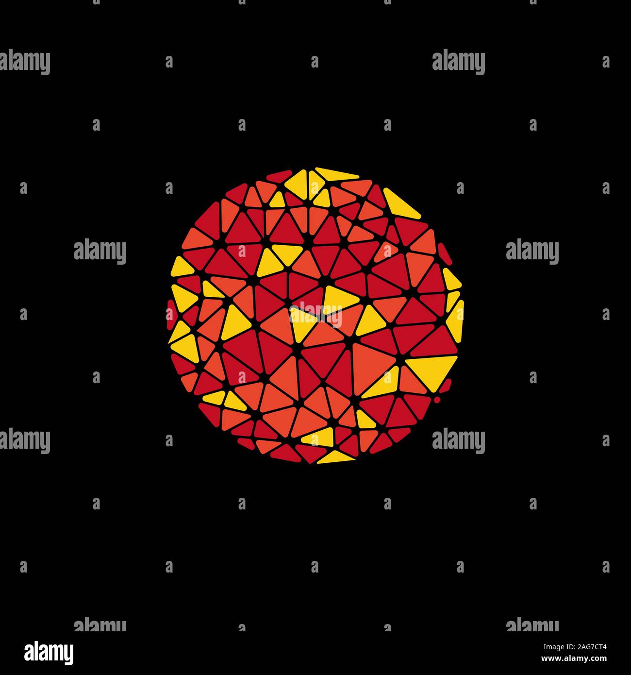 Isolated vector round. Abstract composition, polygonal construction ...