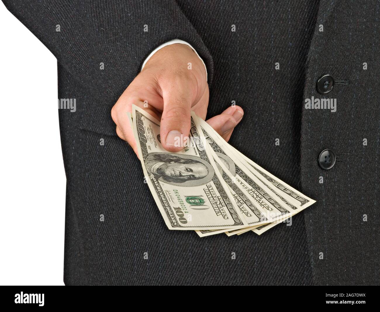 Hand with dollar bills isolated on background Stock Photo - Alamy