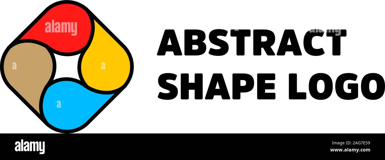 Abstract shape logo isolated vector. Red yellow blue brown color ...
