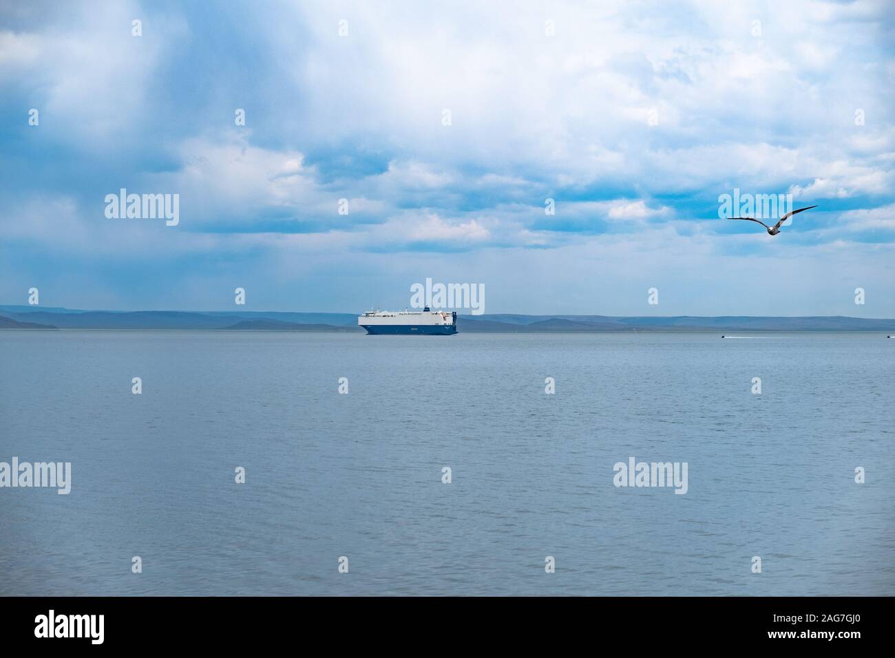 Ship on the roadstead in the Amur Bay Stock Photo - Alamy
