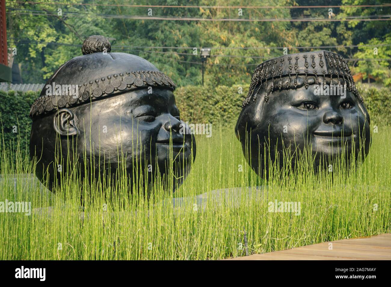 statues in Think Park Stock Photo - Alamy